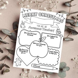 Teacher Christmas Gifts Printable | Teacher Christmas Card Letter ...