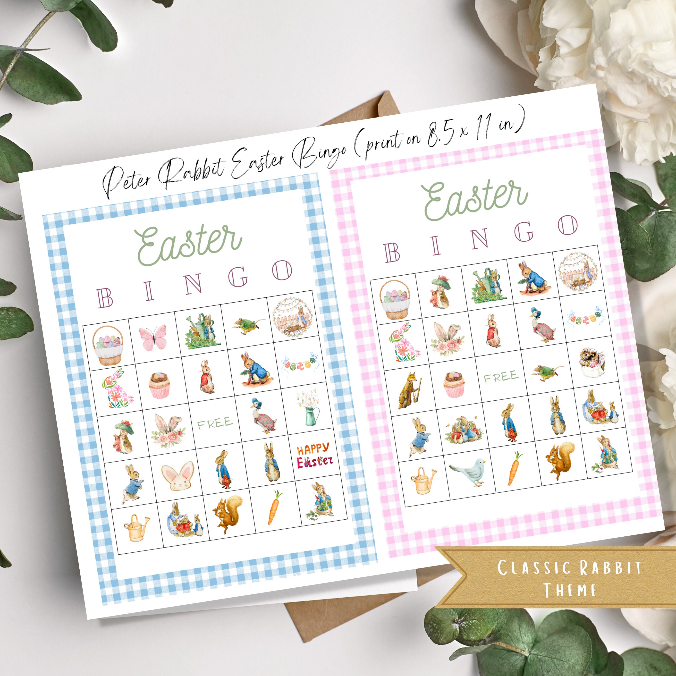 Classic Rabbit Easter Bingo | Easter Party Fun Game | Rabbit Easter ...