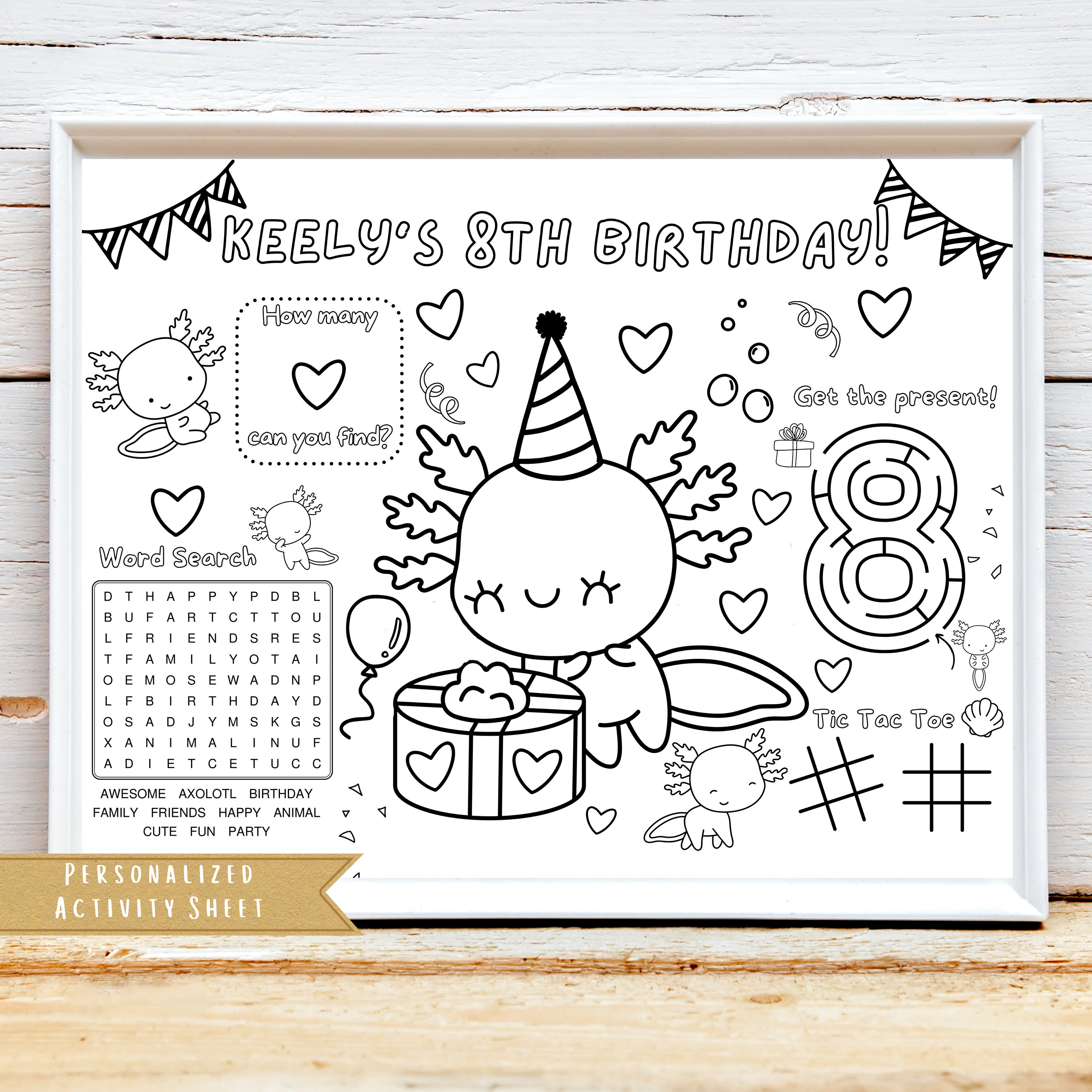 Axolotl Birthday Party Activity Sheet Axolotl Party Favor - Etsy Canada