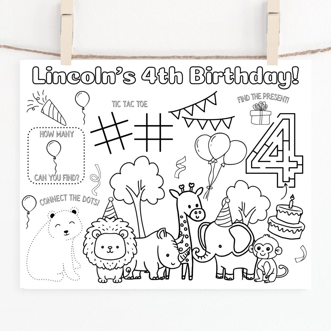 CUSTOMIZABLE Safari Birthday Party Activity Sheet: Animal Zoo Party ...
