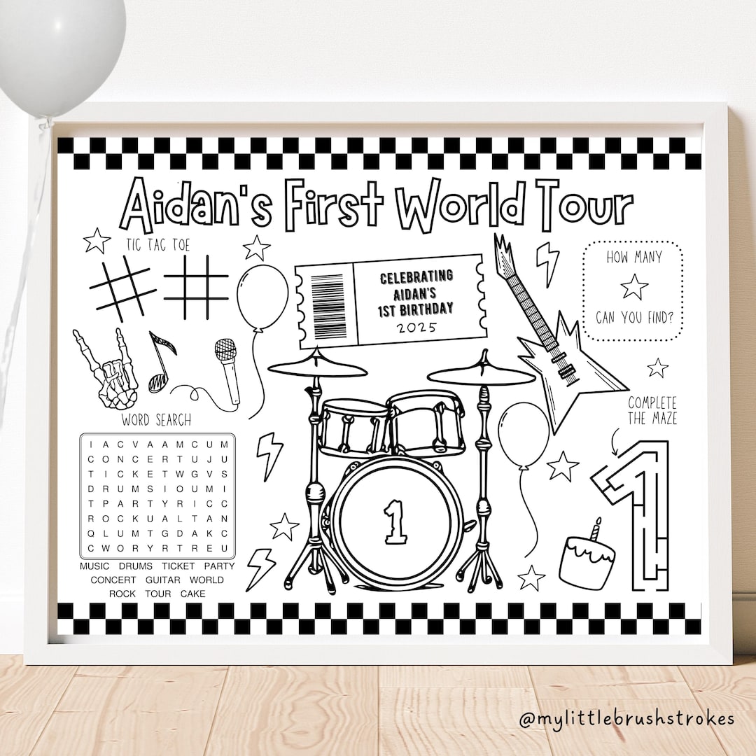 First World Tour Birthday Party Activity Sheet | World Tour Party Favor ...