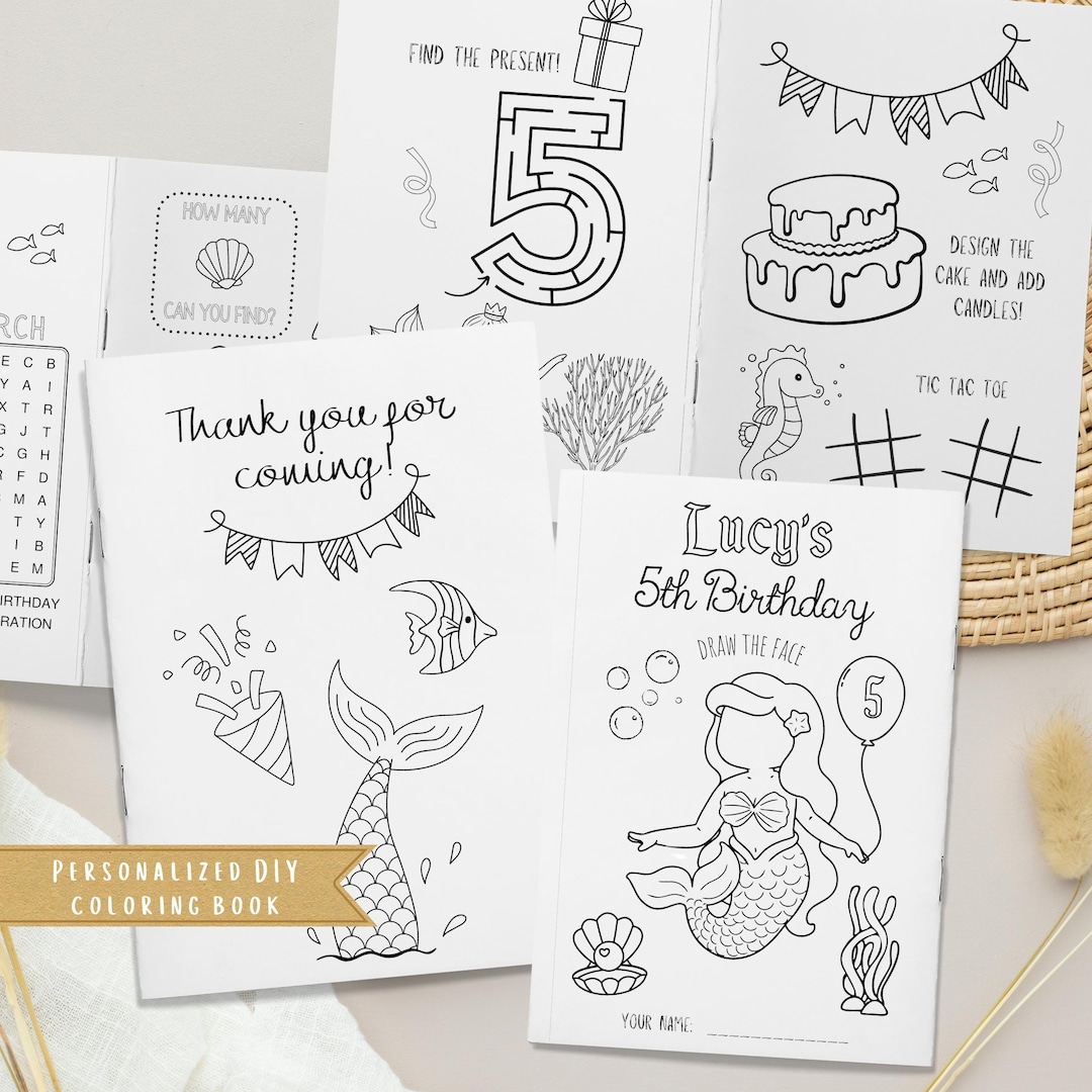 Mermaid Coloring Book | Mermaid Birthday Party Activity Sheet | Mermaid ...