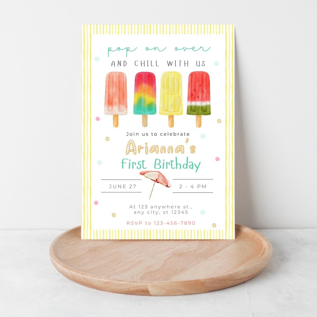 Editable Popsicle Summer Party Invitation | Popsicle Themed Birthday ...