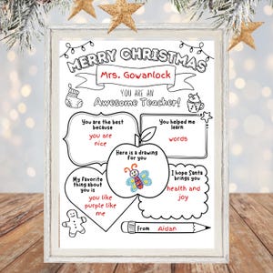 Teacher Christmas Gifts Printable | Teacher Christmas Card Letter ...