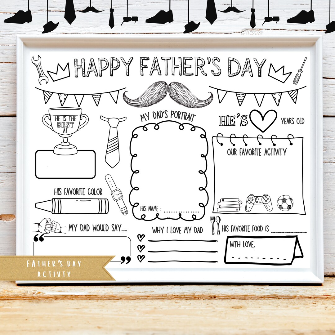 Father's Day Activity Sheet | All About Dad Fill in Template DIY ...