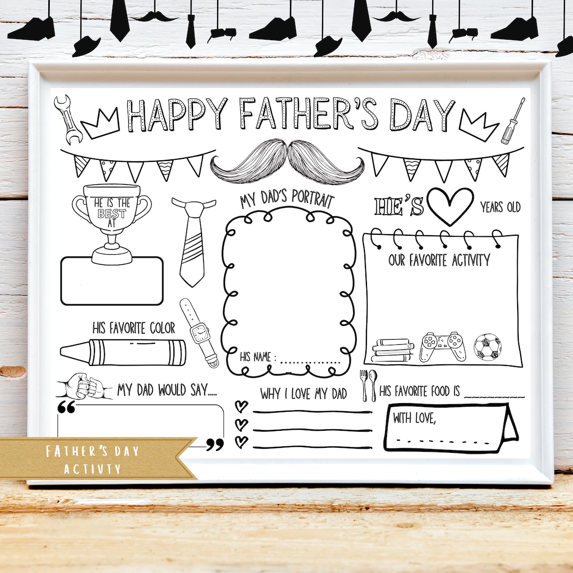 Happy Father's Day Activity Sheet | All About Dad Fill in Template DIY ...
