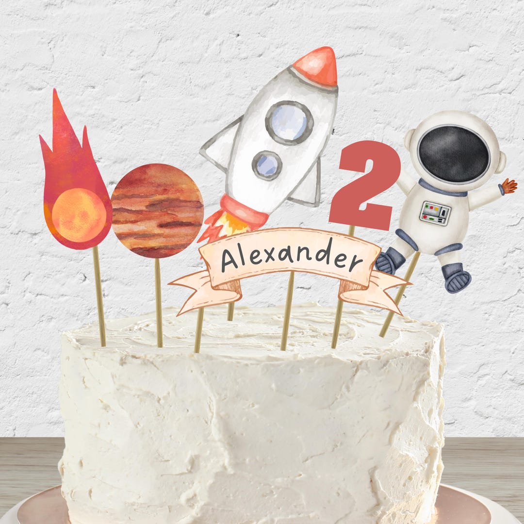 Editable Rocket Astronaut Space Themed Cake Toppers | Printable Space ...