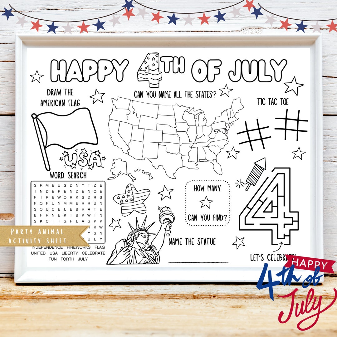 4th of July Activity Sheet | Independence Day Activity Sheet | Happy ...