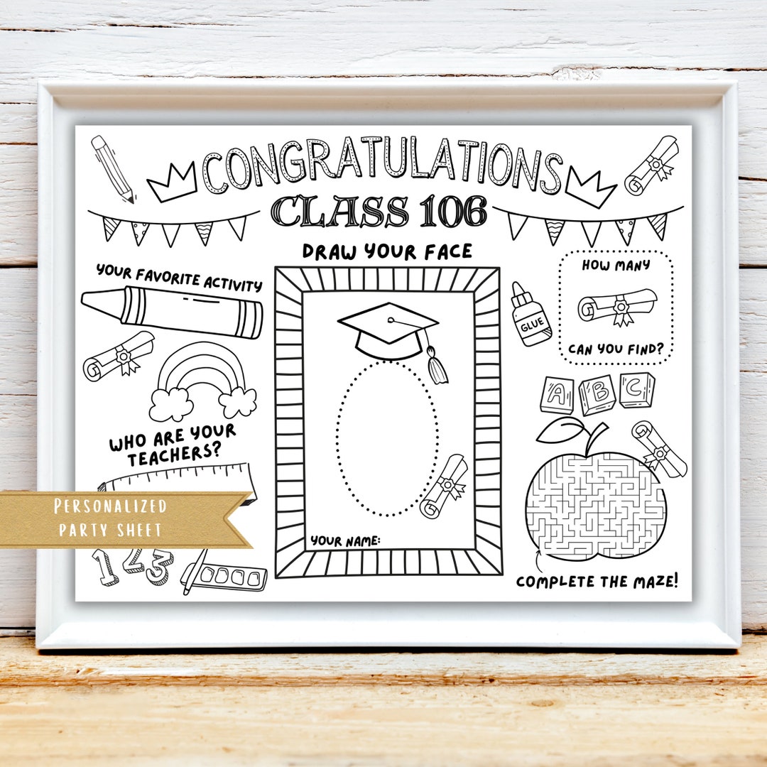 Graduation Party Placemat | Graduation Class Activity Sheet ...