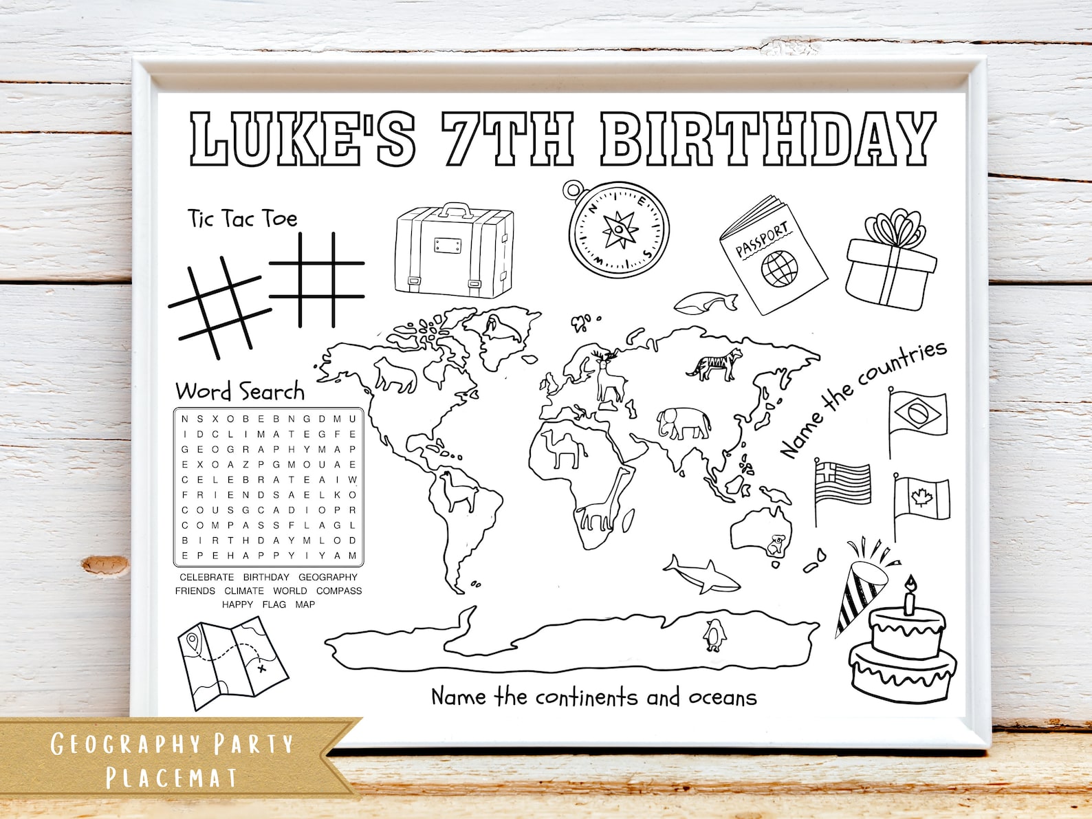 Geography Theme Birthday Activity Sheet Explorer Theme Party - Etsy
