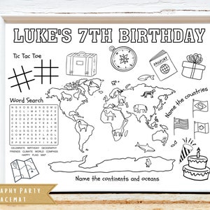 Geography Theme Birthday Activity Sheet Explorer Theme Party - Etsy