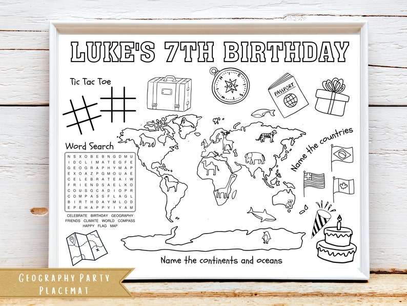 Geography Theme Birthday Activity Sheet Explorer Theme Party - Etsy