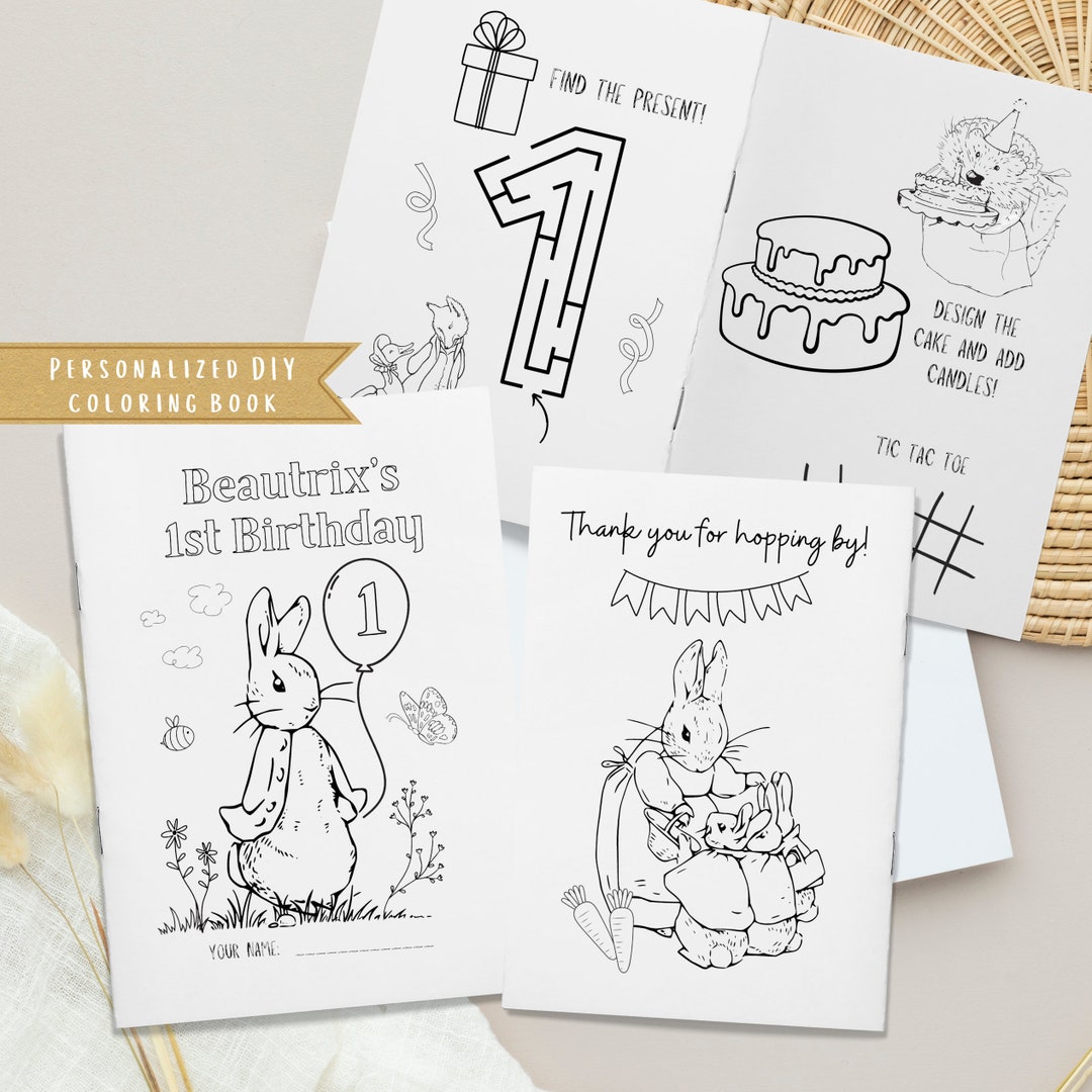 Classic Rabbit Party Coloring Book | Rabbit Birthday Party Activity ...