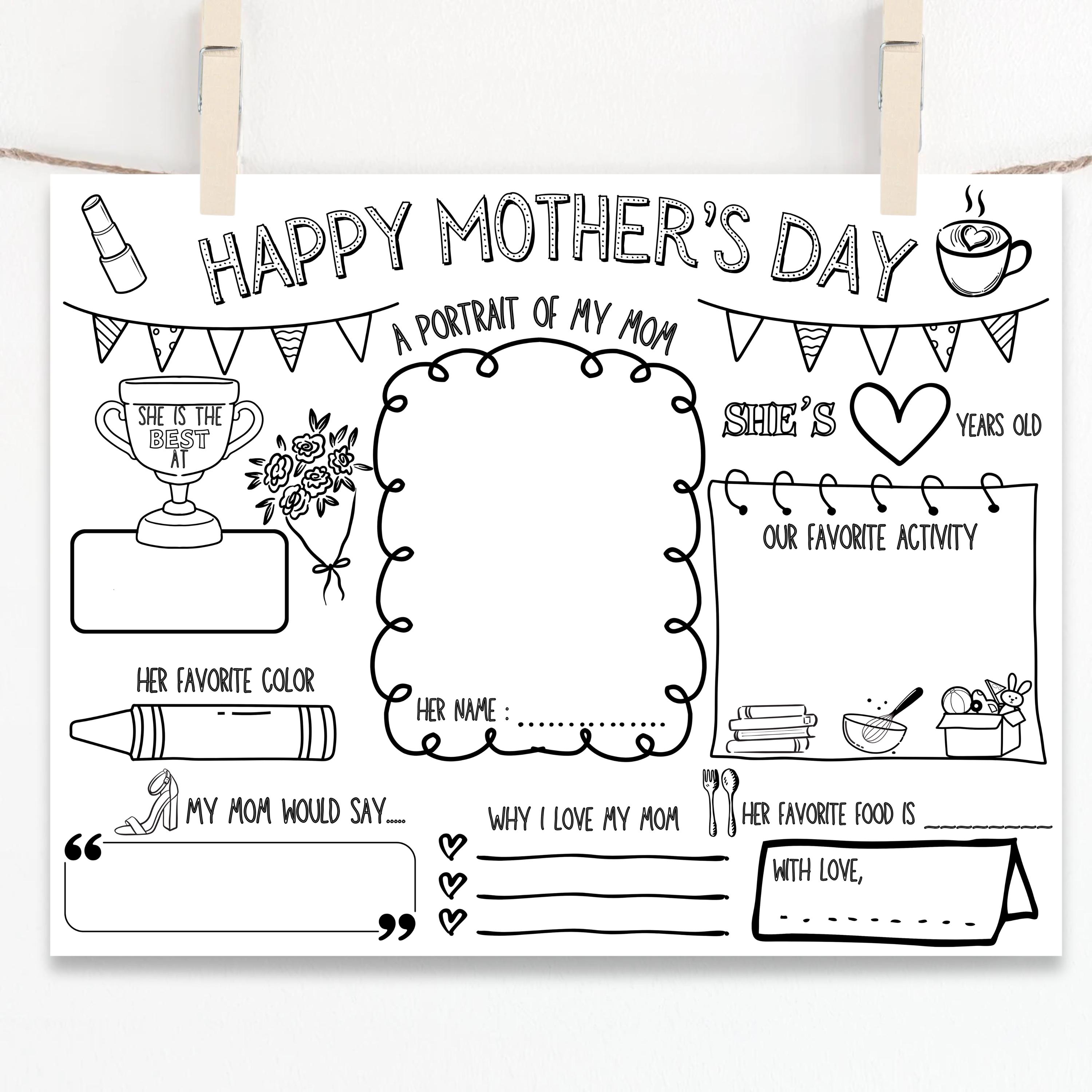 Mother's Day Activity Sheet: All About Mom Fill-in Template (PDF) - Etsy