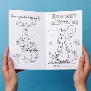 Peter Rabbit Birthday Coloring Book: Customizable Party Pages (digital ...