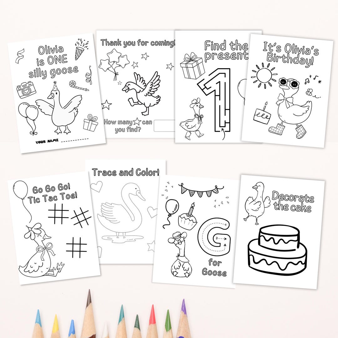 CUSTOMIZABLE Silly Goose Birthday Coloring Pages: Personalized Goose ...