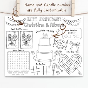 Custom Anniversary Kids Activity Sheet | Party Placemat (digital ...