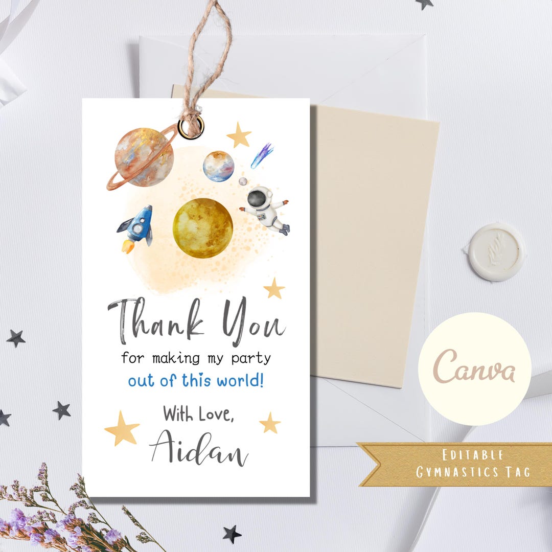 Editable Space Party Thank You Tag | Space Gift Tag | Space Party Favor ...