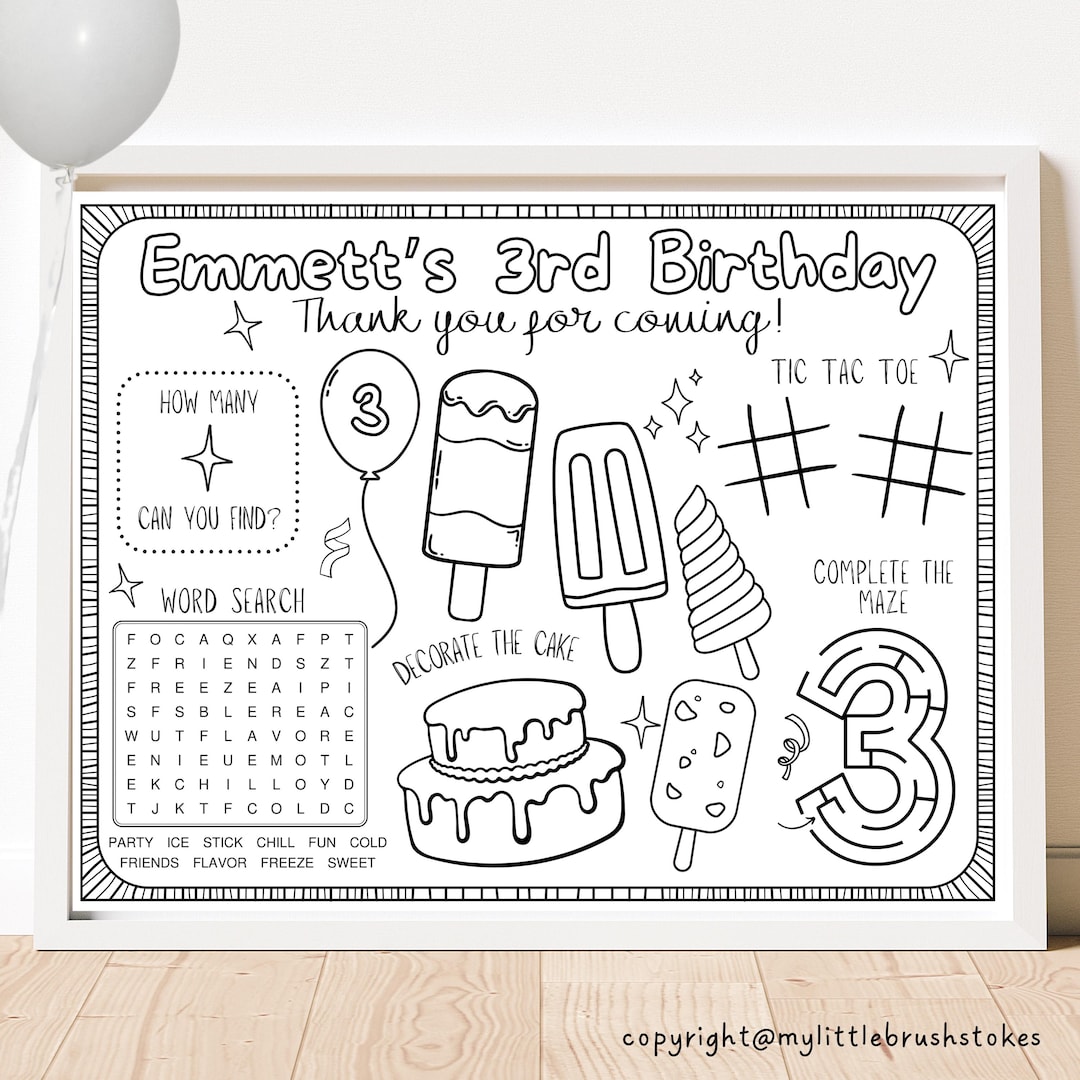Popsicle Party Activity Sheet | Freezie Pop Birthday Party Favor | Ice ...