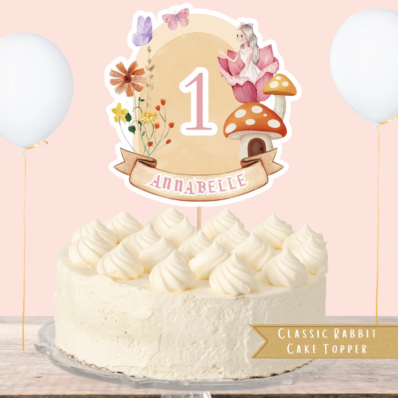 Editable Fairy Birthday Cake Topper: Printable Party Decor (digital ...