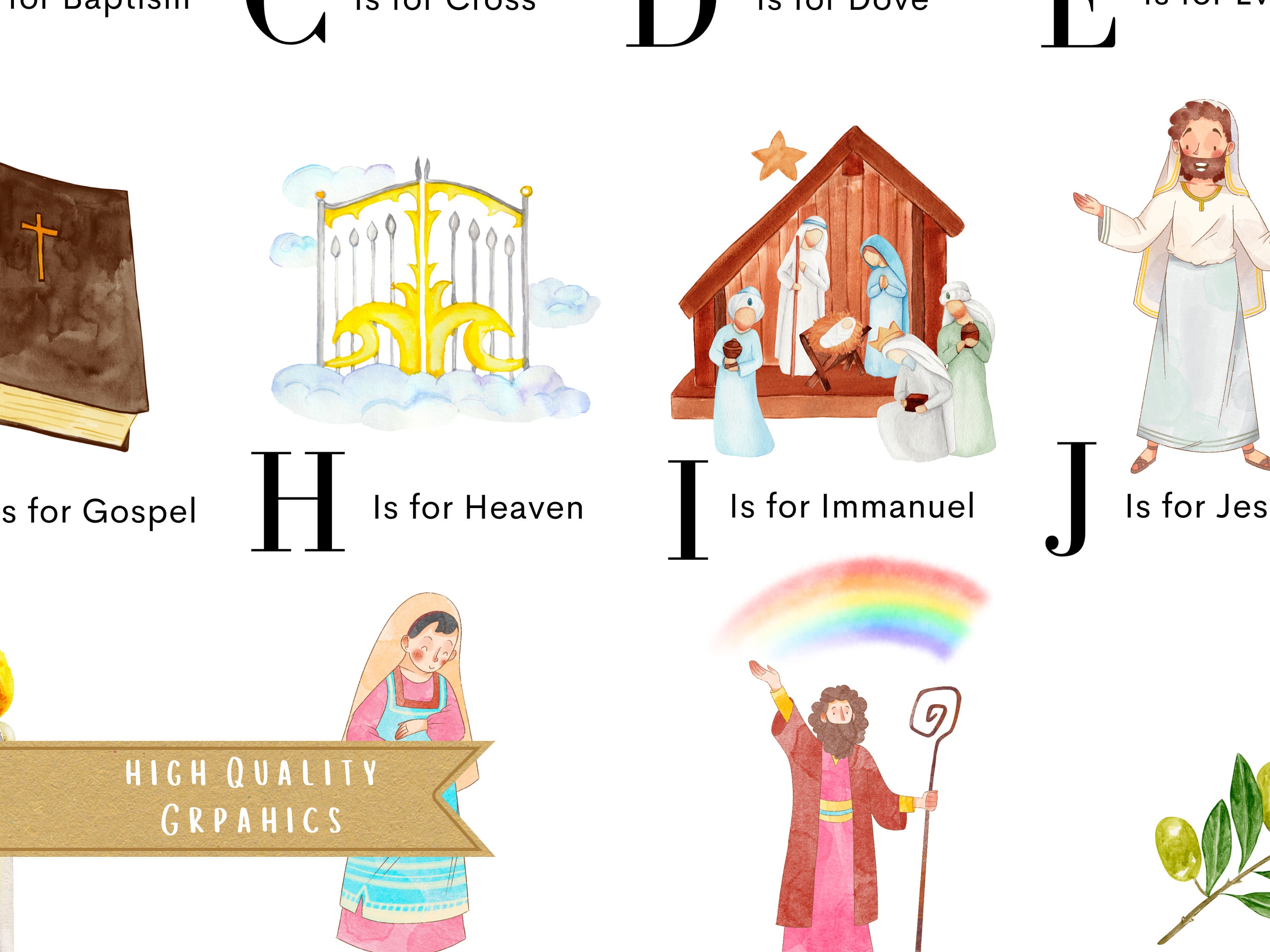 Bible Alphabet Wall Art: Christian Nursery Decor (digital Download) - Etsy
