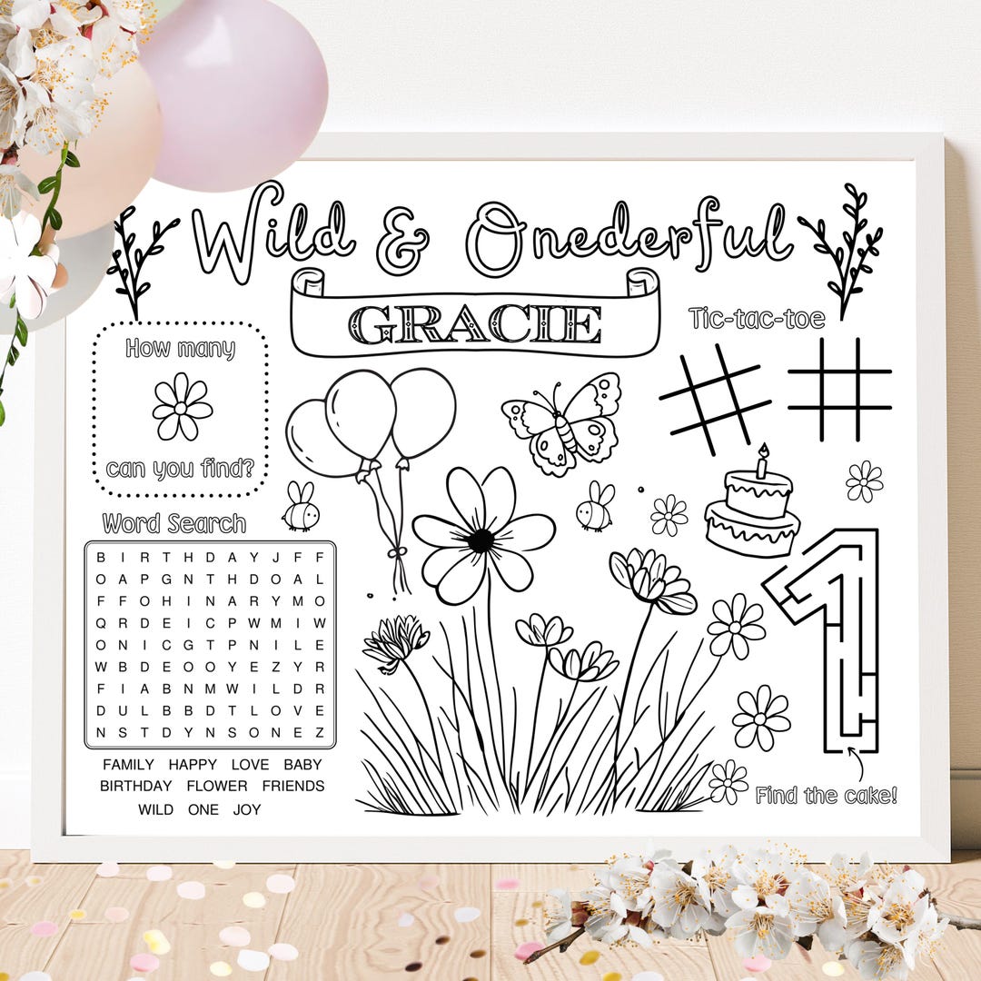 CUSTOMIZABLE Wildflower Birthday Party Activity Sheet: Personalized ...