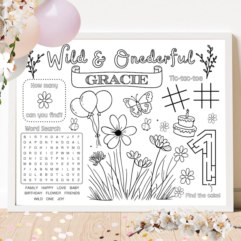 CUSTOMIZABLE Wildflower Birthday Party Activity Sheet: Personalized ...