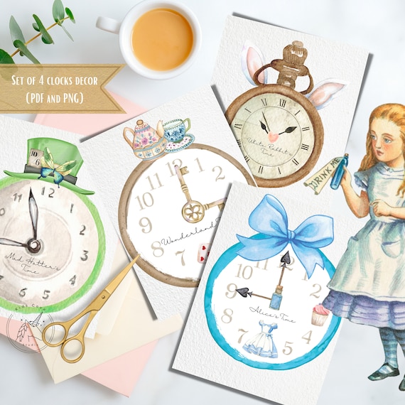 Alice In Wonderland Clock Template Clock Clipart Alice In Wonderland