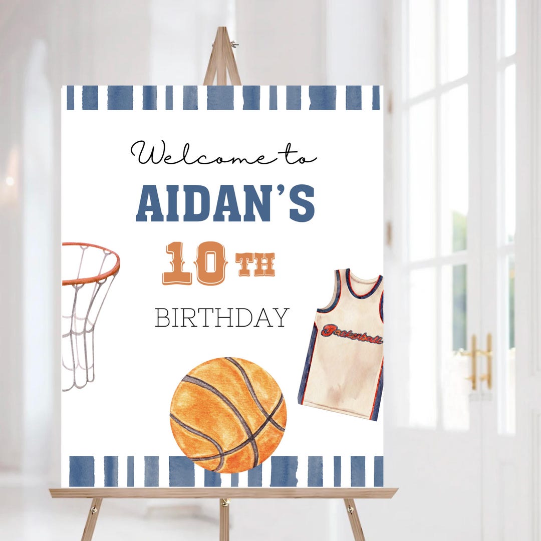 Basketball Party Welcome Sign | Basketball Birthday Party Sign Party ...