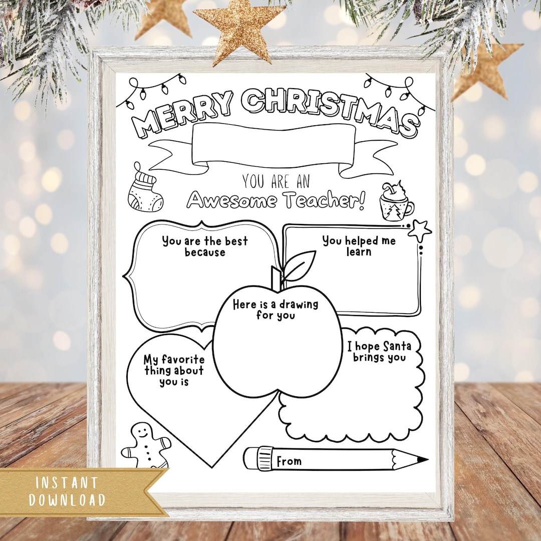 Teacher Christmas Gifts Printable | Teacher Christmas Card Letter ...