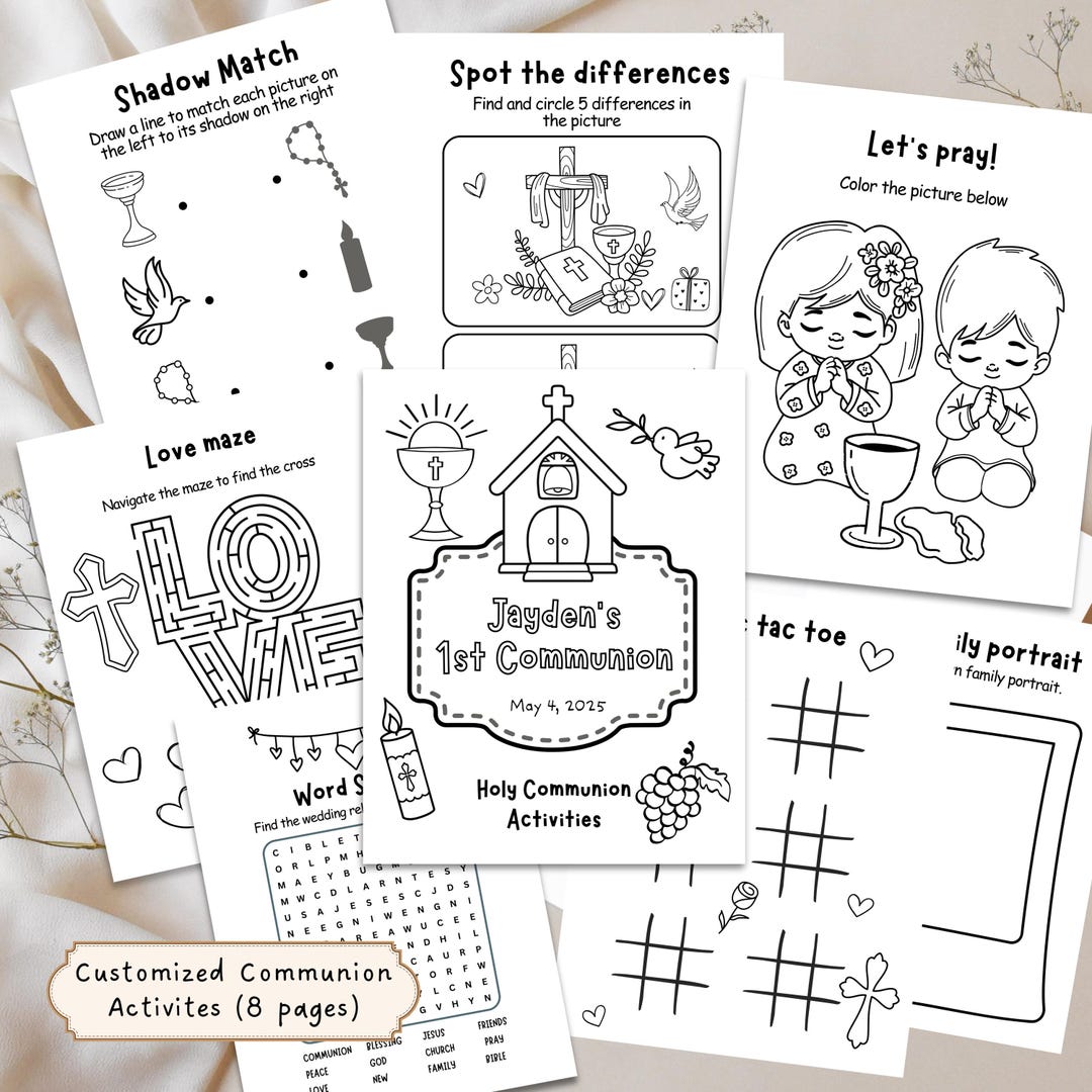 Customizable Holy Communion Activity Pack | 8 Coloring Pages | Digital ...