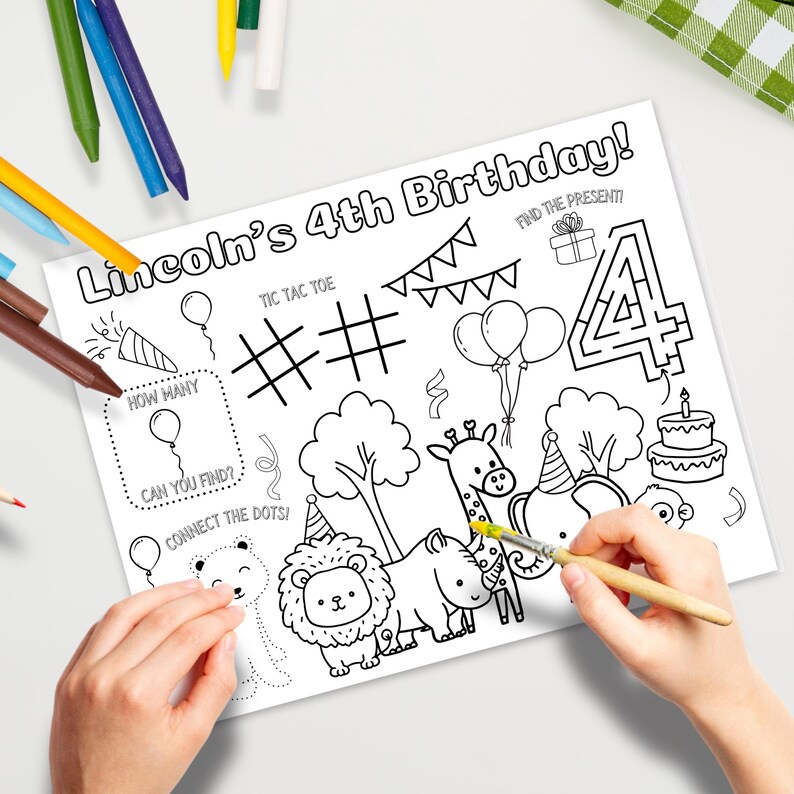 CUSTOMIZABLE Safari Birthday Party Activity Sheet: Animal Zoo Party ...