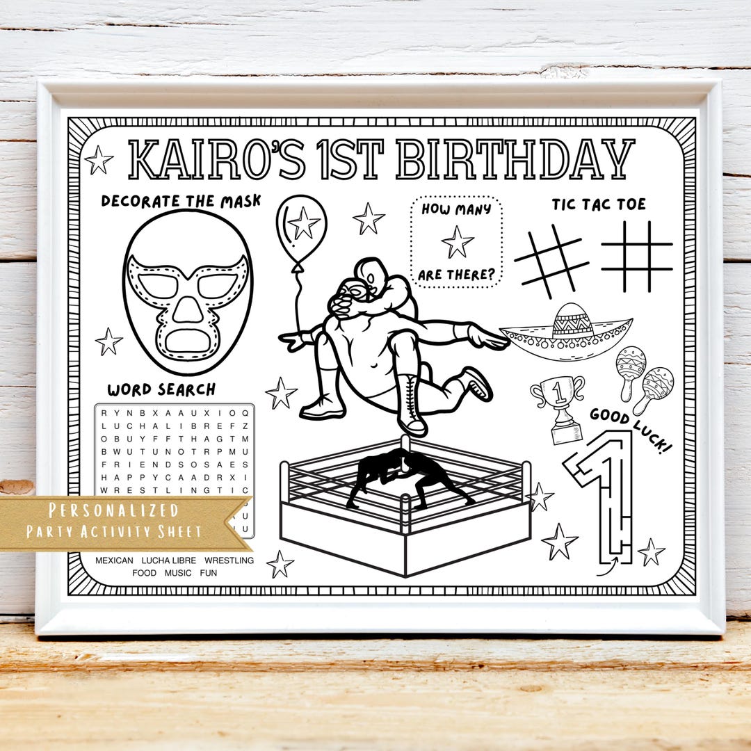 CUSTOMIZABLE Lucha Libre Birthday Activity Sheet: Mexican Wrestling ...