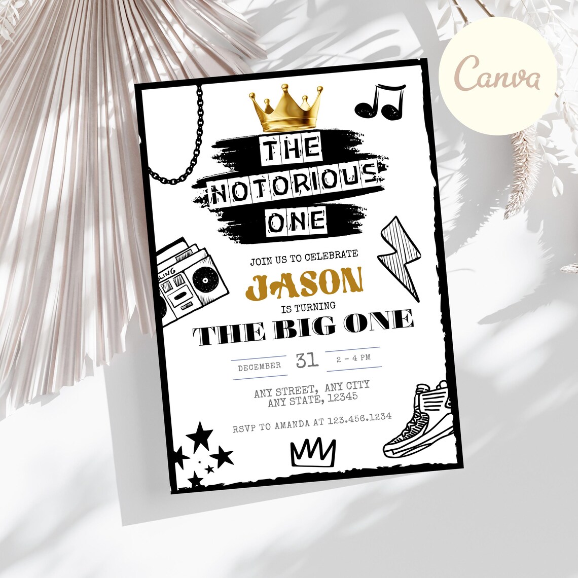 Editable Notorious One Birthday Invitation Template (digital Download ...