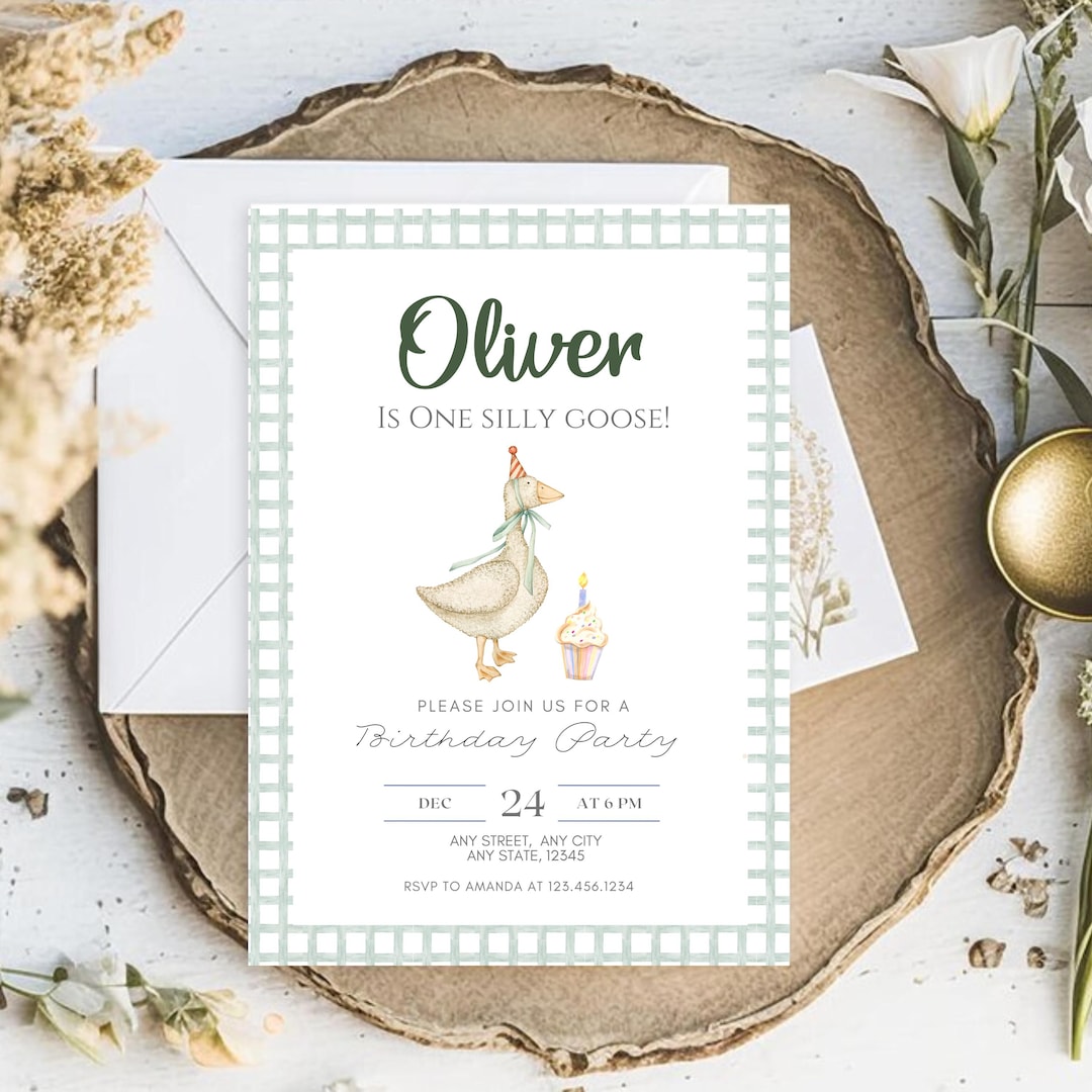 One Silly Goose Birthday Invitation: Editable Goose Party Invite ...