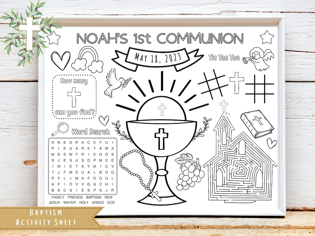 Custom First Communion Coloring Page: Catholic Kids Activity (digital ...