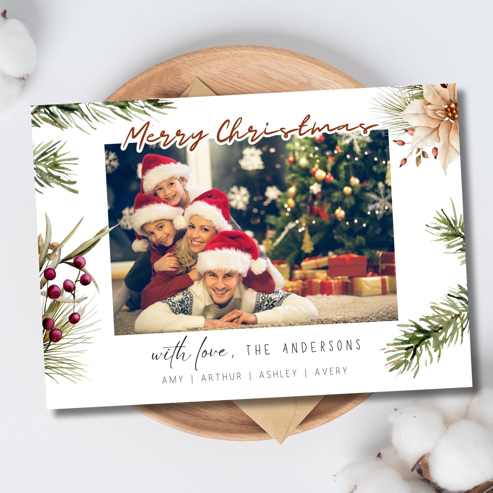 Christmas Family Photo Digital / Printable Card, Personalized Card With ...