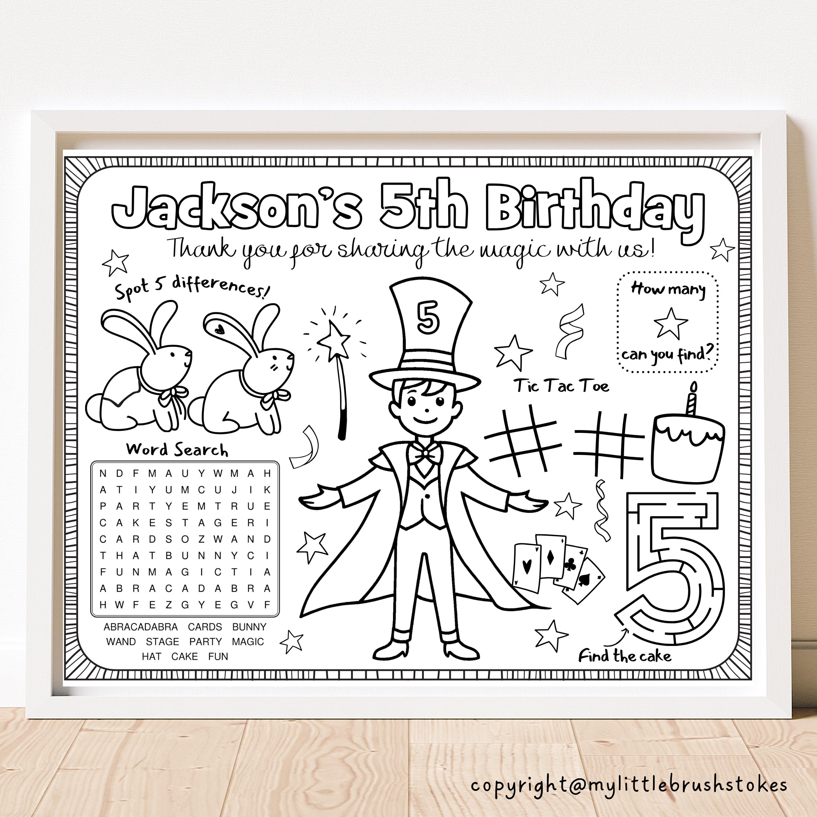 Magic Birthday Party Activity Sheet: Personalized Placemat (digital ...