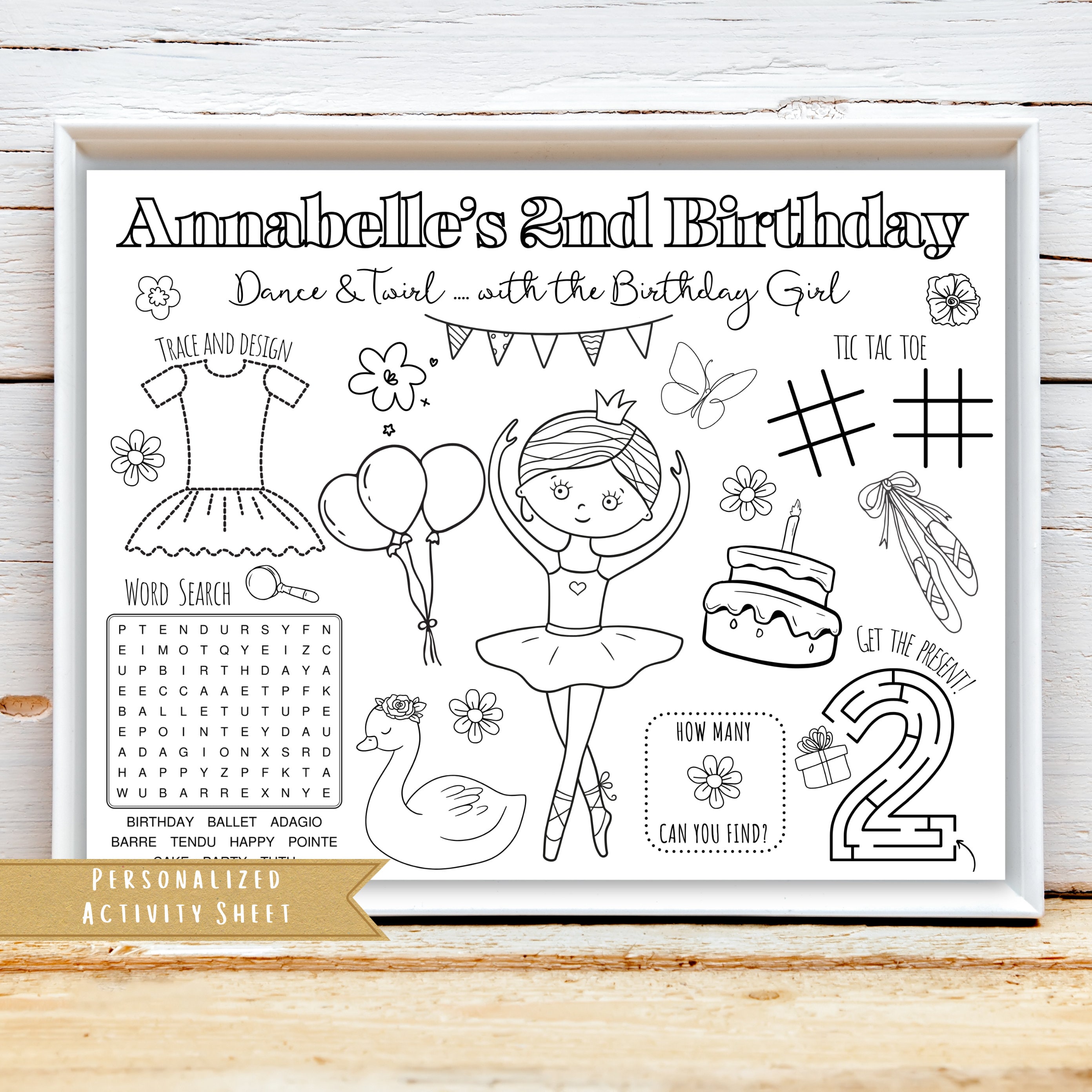 Ballet Birthday Party Coloring Sheet: Ballerina Activity (digital ...
