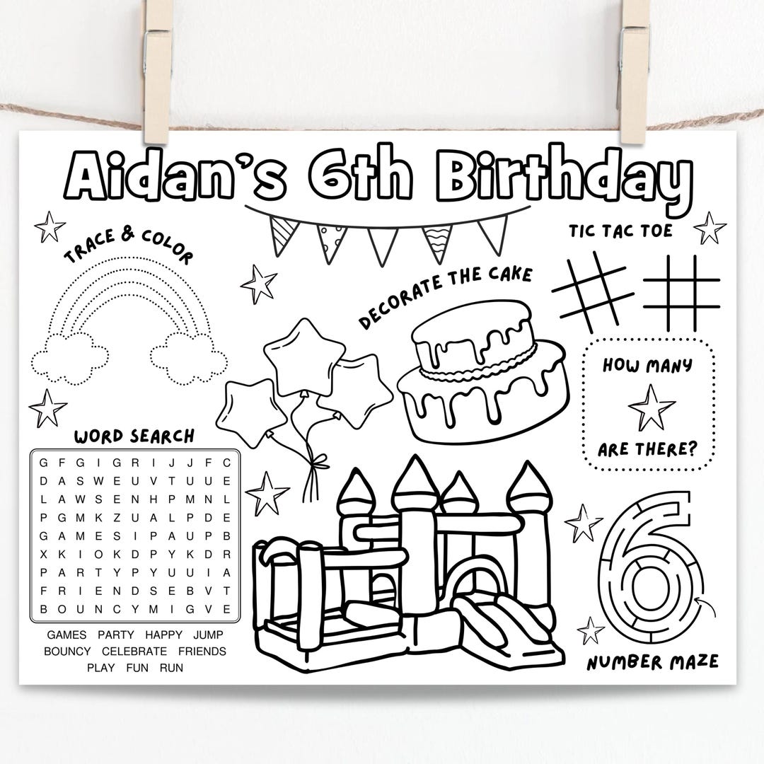 Bouncy Castle Birthday Party Activity Sheet | Jump and Play Party Favor ...