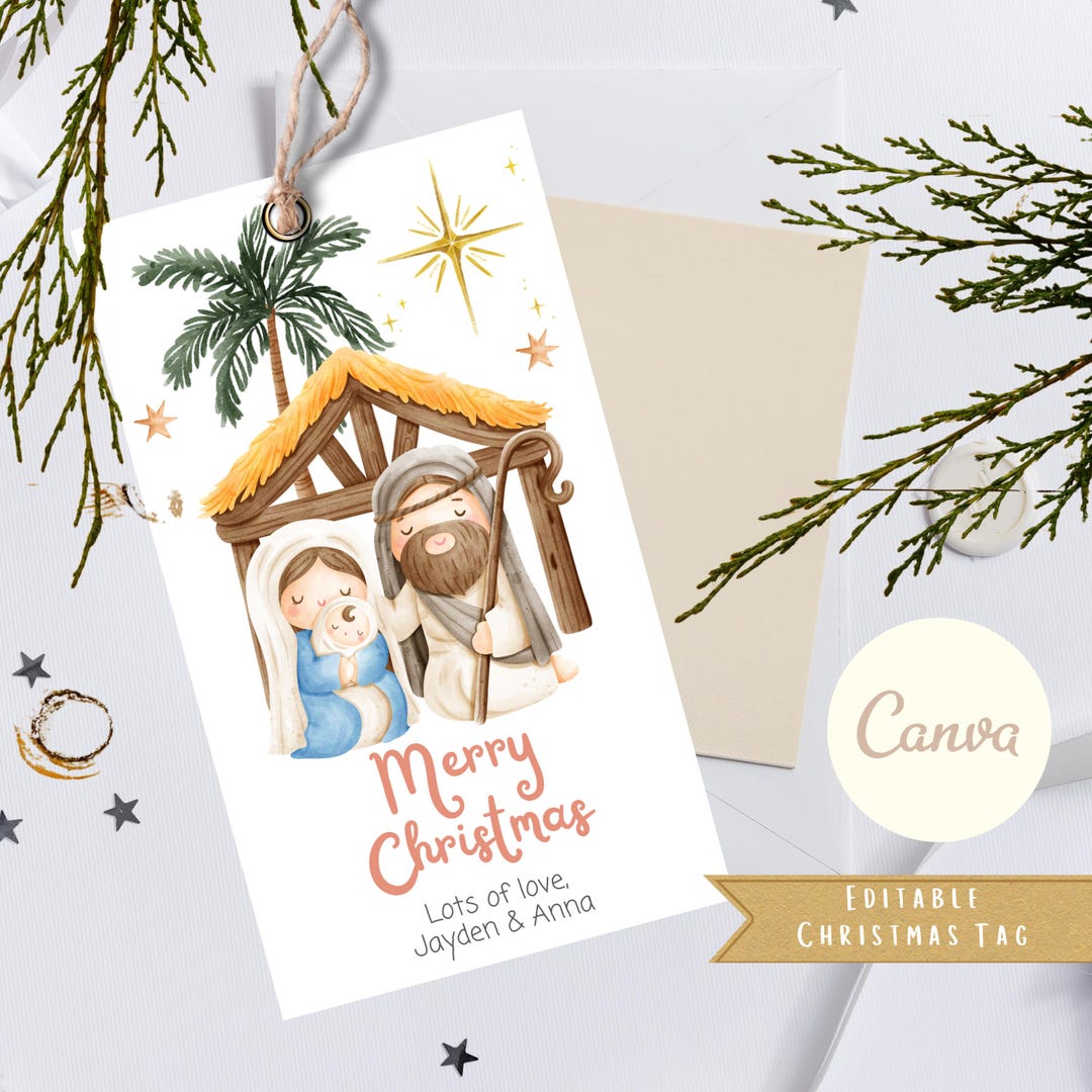 Personalised Nativity Christmas Gift Tags | Nativity Scene Christian ...