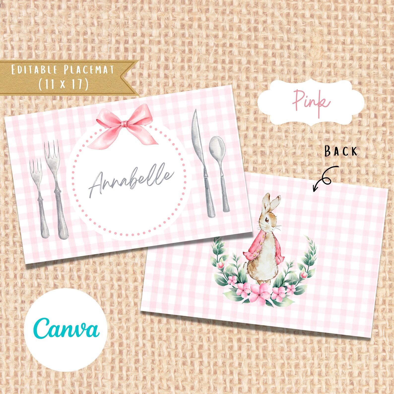 Editable Peter Rabbit Table Placemat | Watercolor Design | Editable on ...