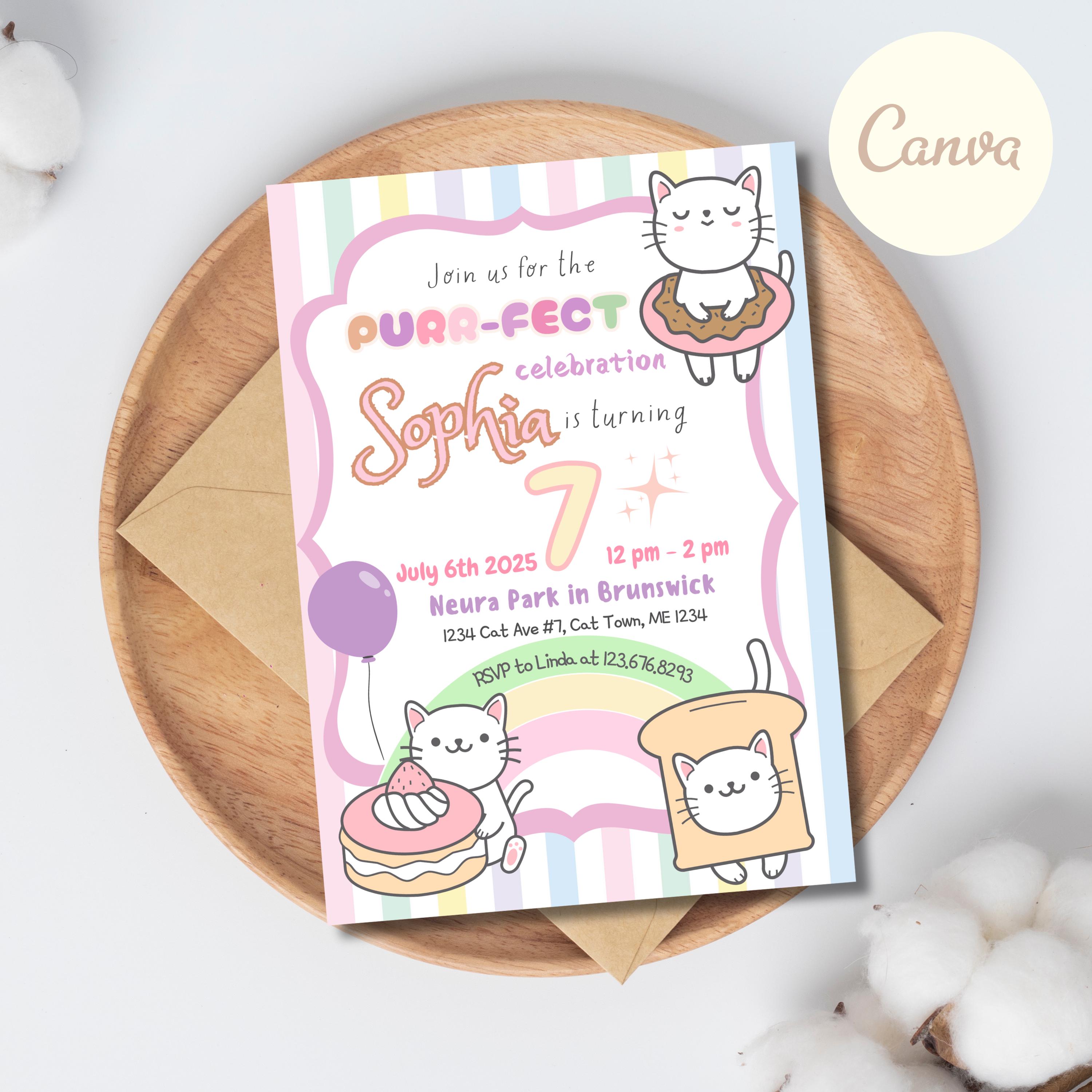 Pusheen Cat Party Invitation