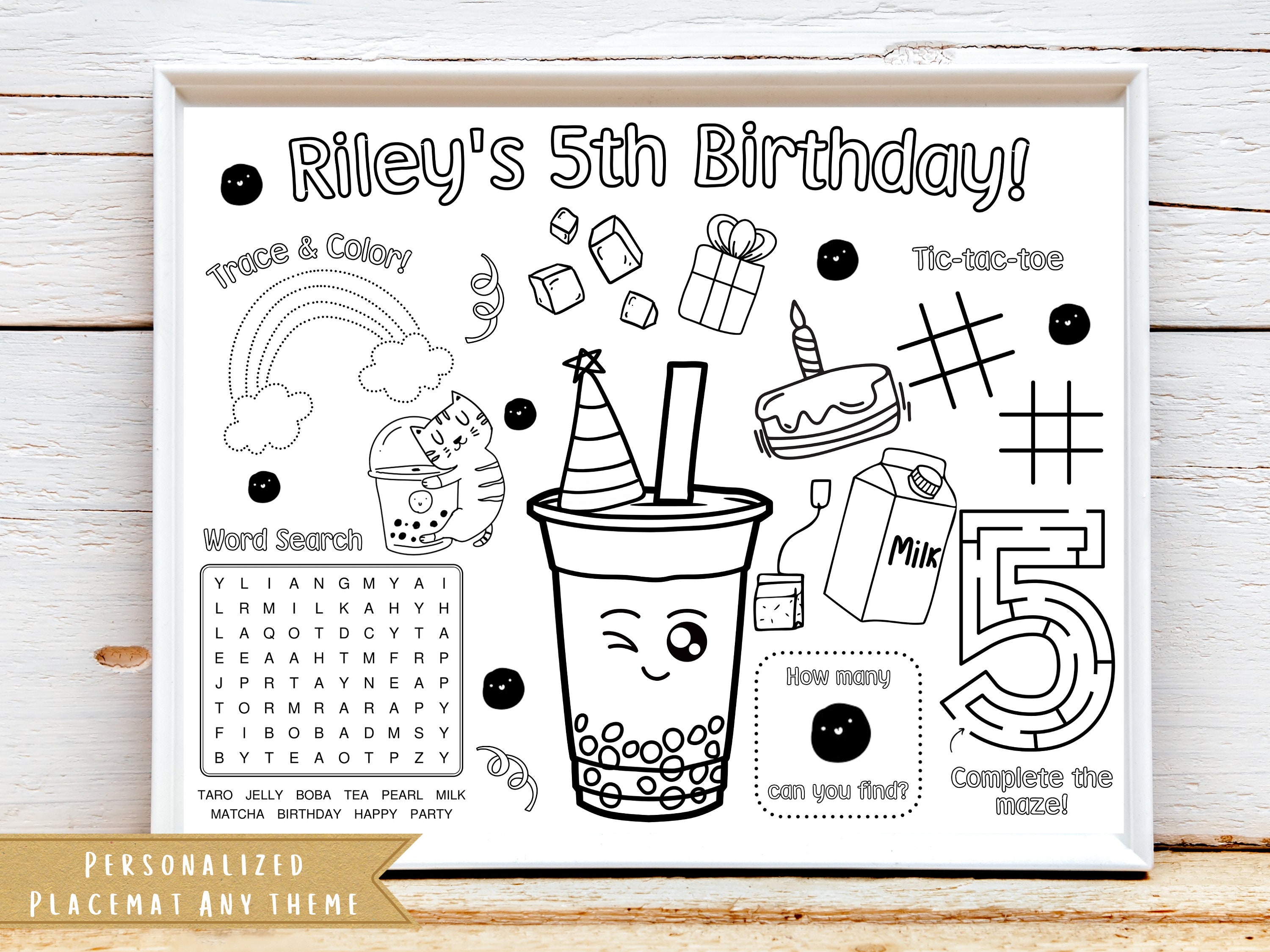 Boba Tea Birthday Party Activity Sheet Bubble Tea Party - Etsy UK