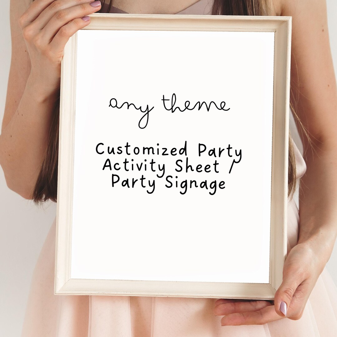 Custom Party Sign or Activity Sheet: Any Theme (digital Download) - Etsy