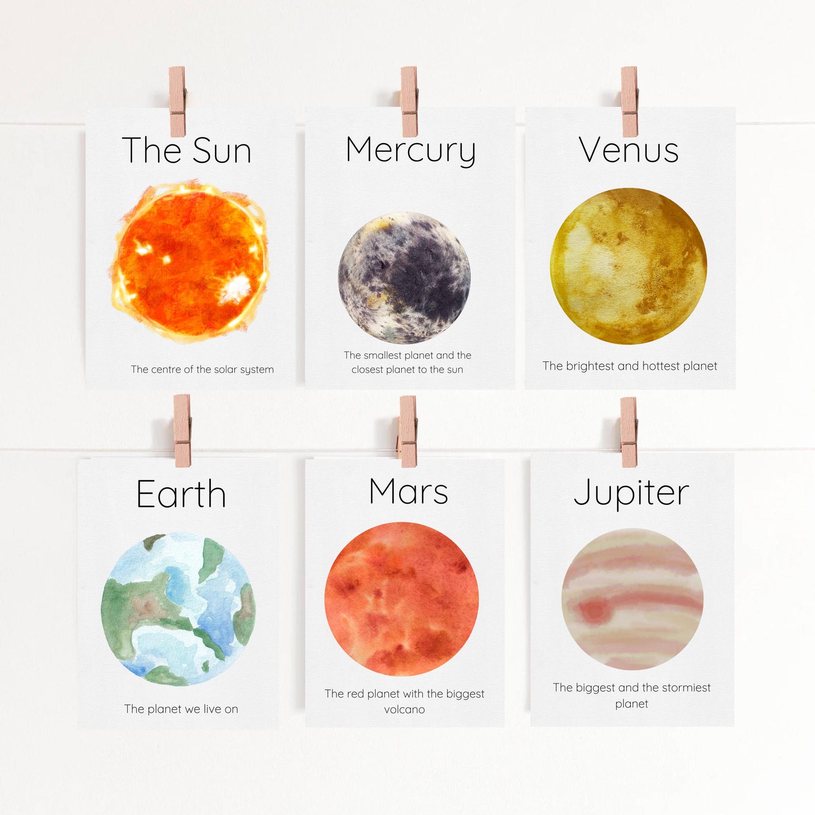 Solar System Flashcards & Poster: Montessori Planets Wall Art (instant ...