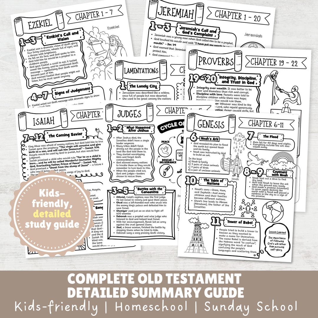 Old Testament Detailed Bible Study Guide for Kids - With Coloring ...
