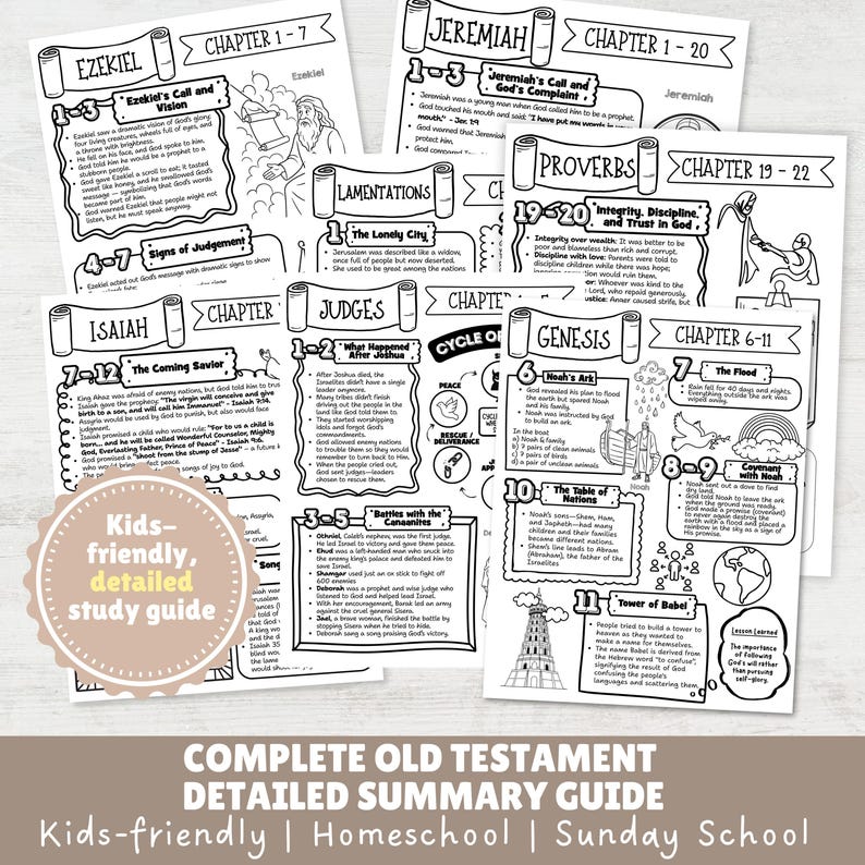 Old Testament Detailed Bible Study Guide for Kids - With Coloring ...