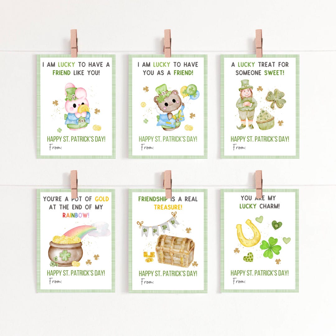 St. Patrick's Day Gift Tags: Classroom Lunchbox Cards (instant Download ...