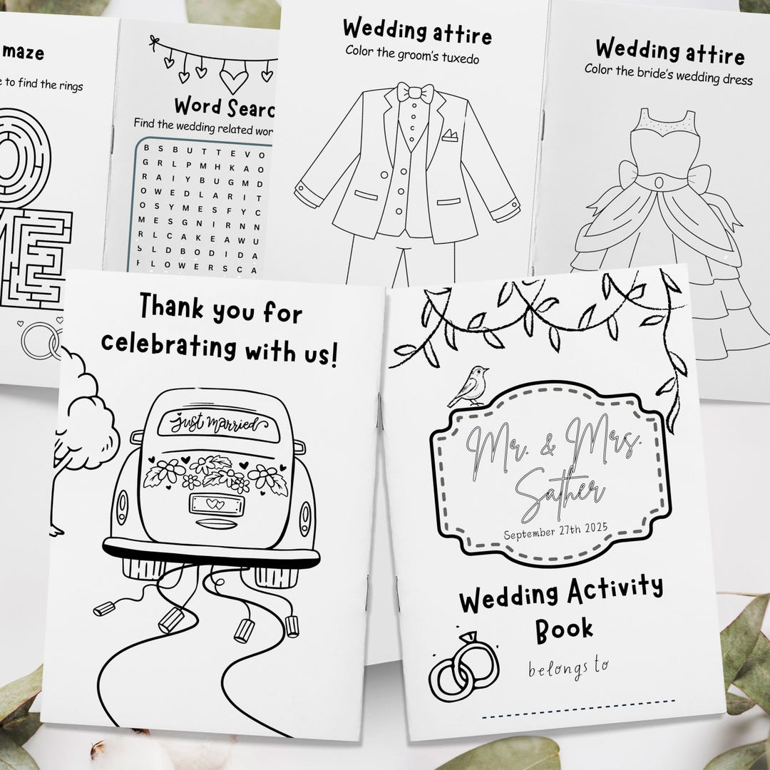 Custom Wedding Activity Booklet: Personalized Coloring Book (digital ...